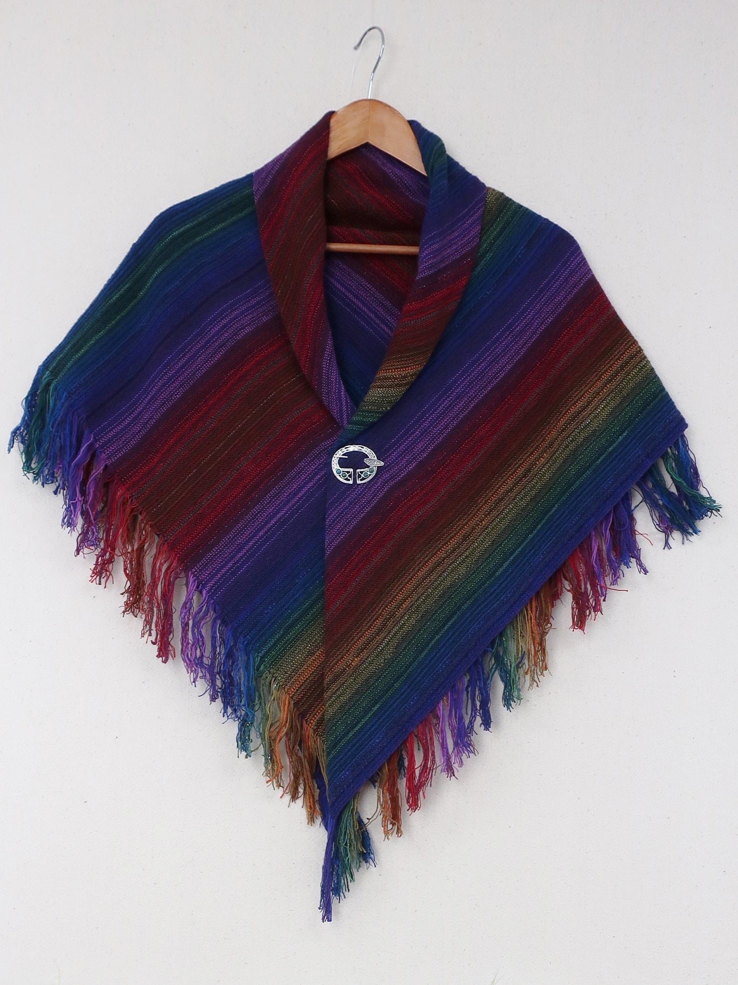 Black Rainbow Square Shawl | Greentree Weaving Online Shop